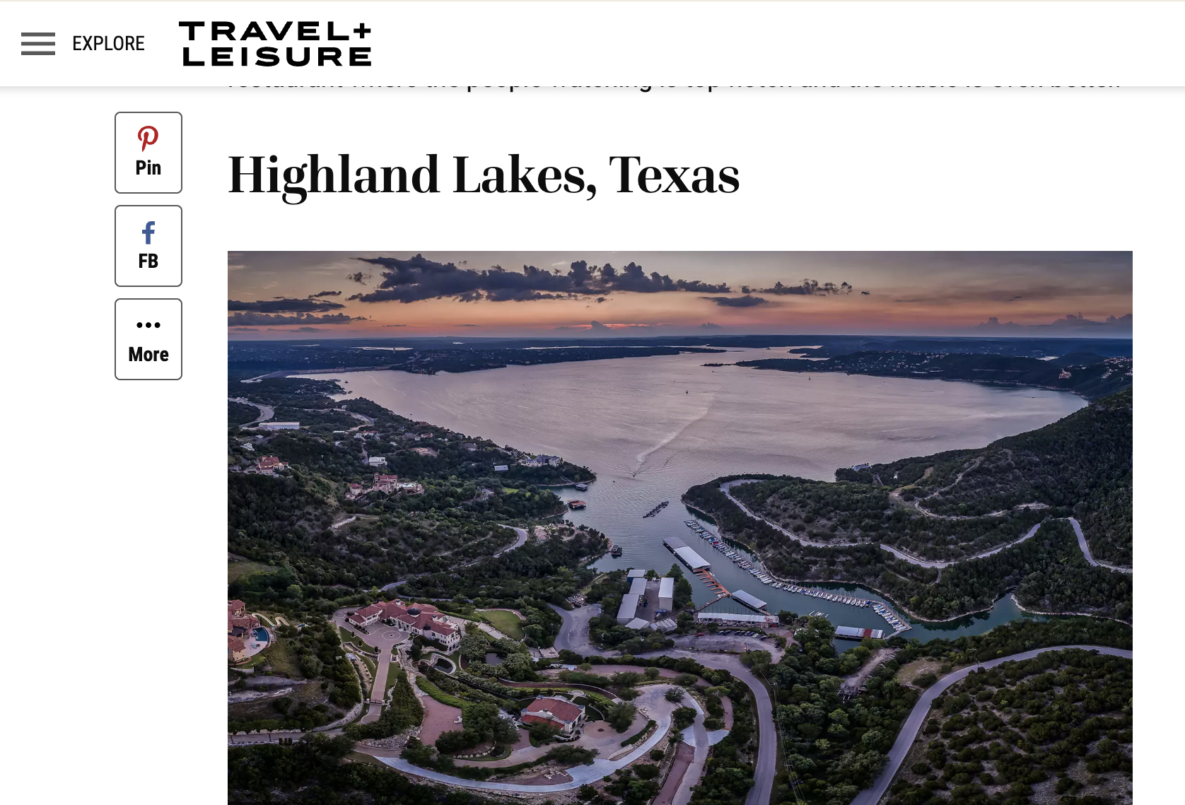 Travel and Leisure - The Highland Lakes of Burnet County Texas